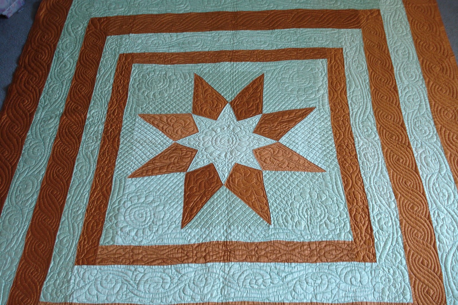 Welsh Quilts: Green and Bronze Star Quilt