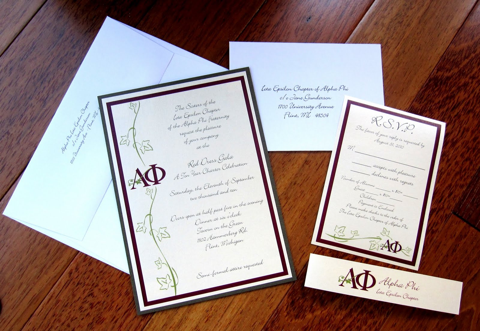 Scrapping Innovations: Alpha Phi Red Dress Gala invitations