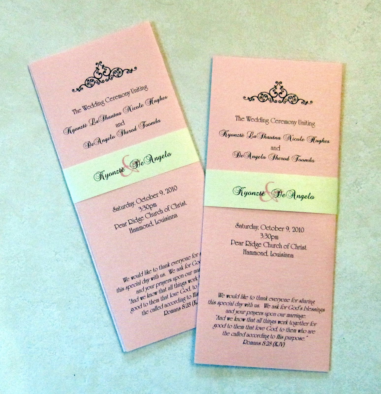 Scrapping Innovations: Kyonztè and DeAngelo Tri-fold Wedding Programs