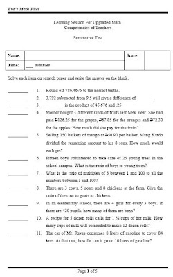 LoveKoMath: Math Materials: Math Competencies Test for Teachers (Part 1)