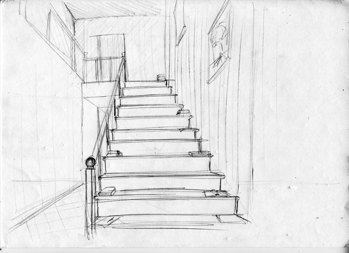 Stairs Sketches Sketch Coloring Page