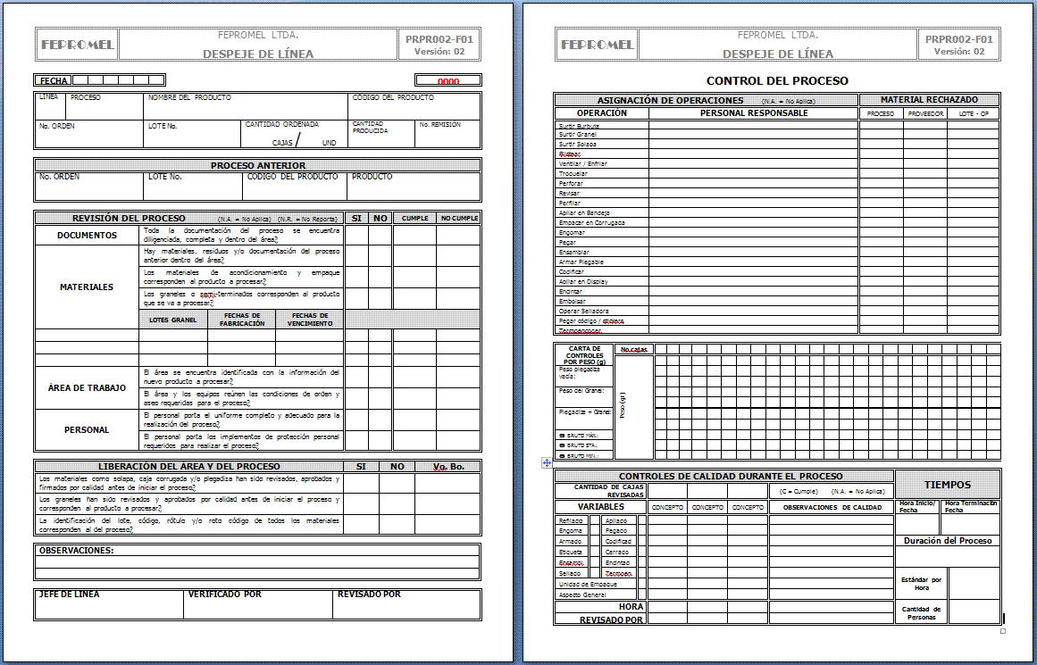 Uso tecnologico en los procesos empresariales: Ejemplo de formatos para ...