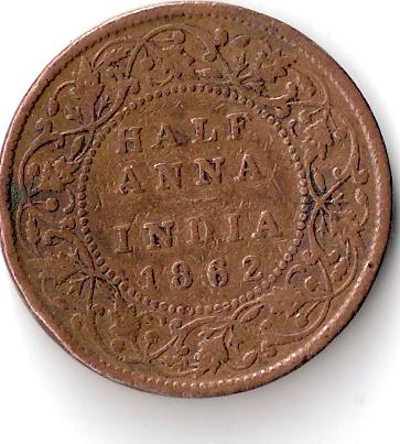 JM CURRENCYWALA..: VICTORIA QUEEN HALF ANNA -1862