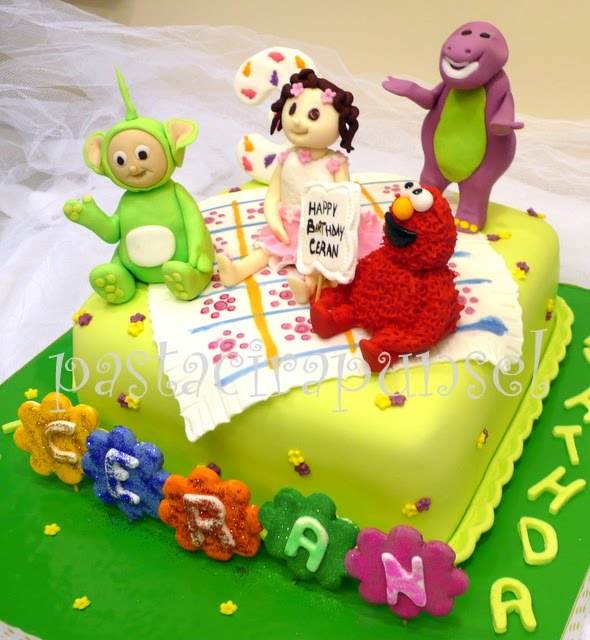 Pastacı Rapunsel Butik Pasta Tasarımı: BARNEY - DİPSY - ELMO PASTASI:))