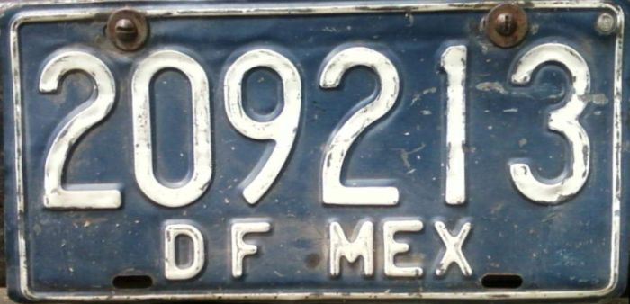 Placas de Autos de México y otras COS-999-AS: DF: Placa azul marino en ...