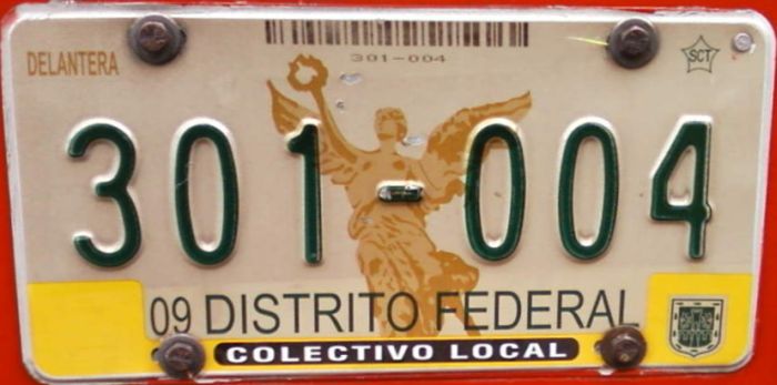 Placas de Autos de México y otras COS-999-AS: DF: Placa de Metrobus 999-999