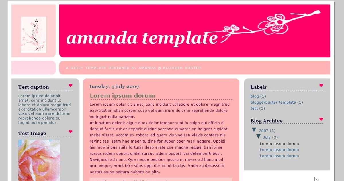 Blogger Buster: Girly 3 column Blogger template download