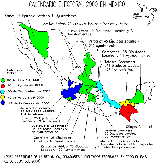 ELECCIONES DEL 2000: CALENDARIO DE LAS ELECCIONES Y VOTACIONES EN EL 2000