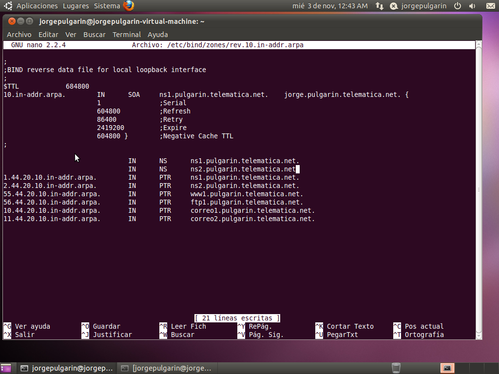 Soluciones Telematicas: CONFIGURACION DE UN SERVIDOR DNS