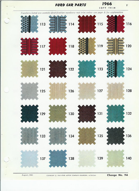 The Care and Feeding of Ponies: 1966 Mustang Interior samples and codes