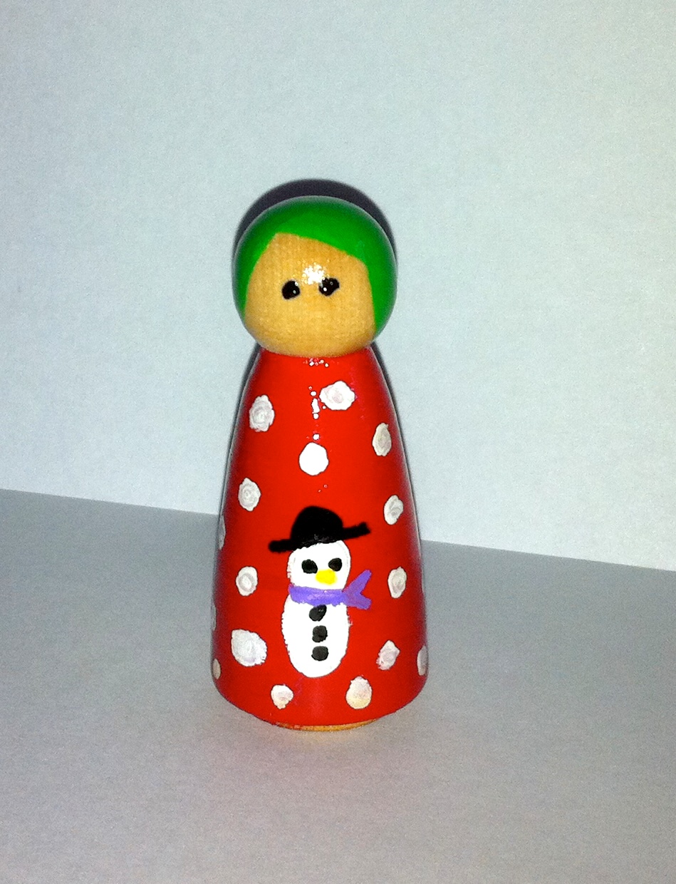 Charlene's Daily Inspirations: Wood Peg Doll Folk Art Christmas Snowman ...