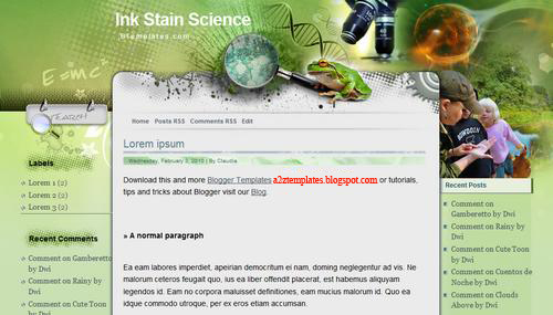 Ink Stain Science Blogger Template - Blogger Templates