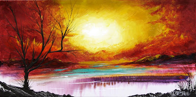 Red original fine art paintings by Dapore: Landscape painting red ...