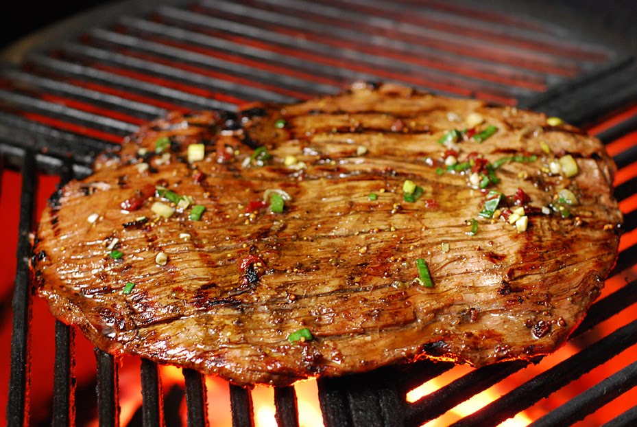 Flank Steak & Black Bean Tostada