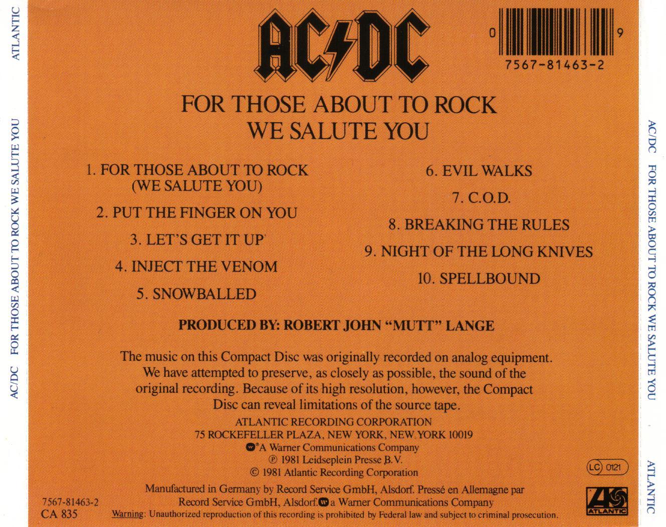 Musicotherapia: AC/DC - For Those About To Rock (1981)