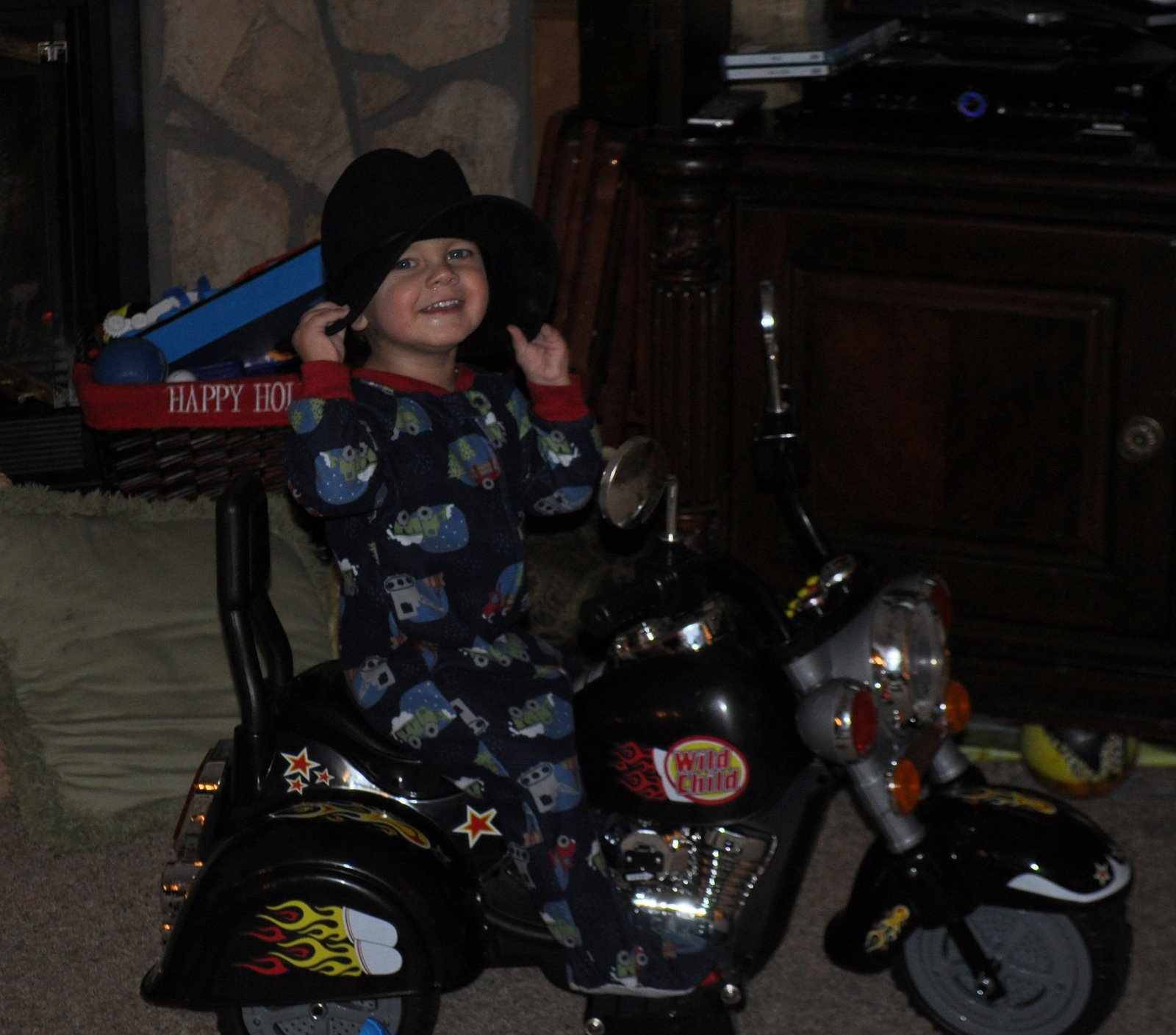 THE HUGHES FAMILY: COWBOY ON HIS MOTORCYCLE!