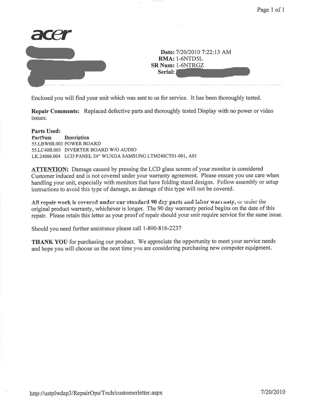 Acer RMA Fail