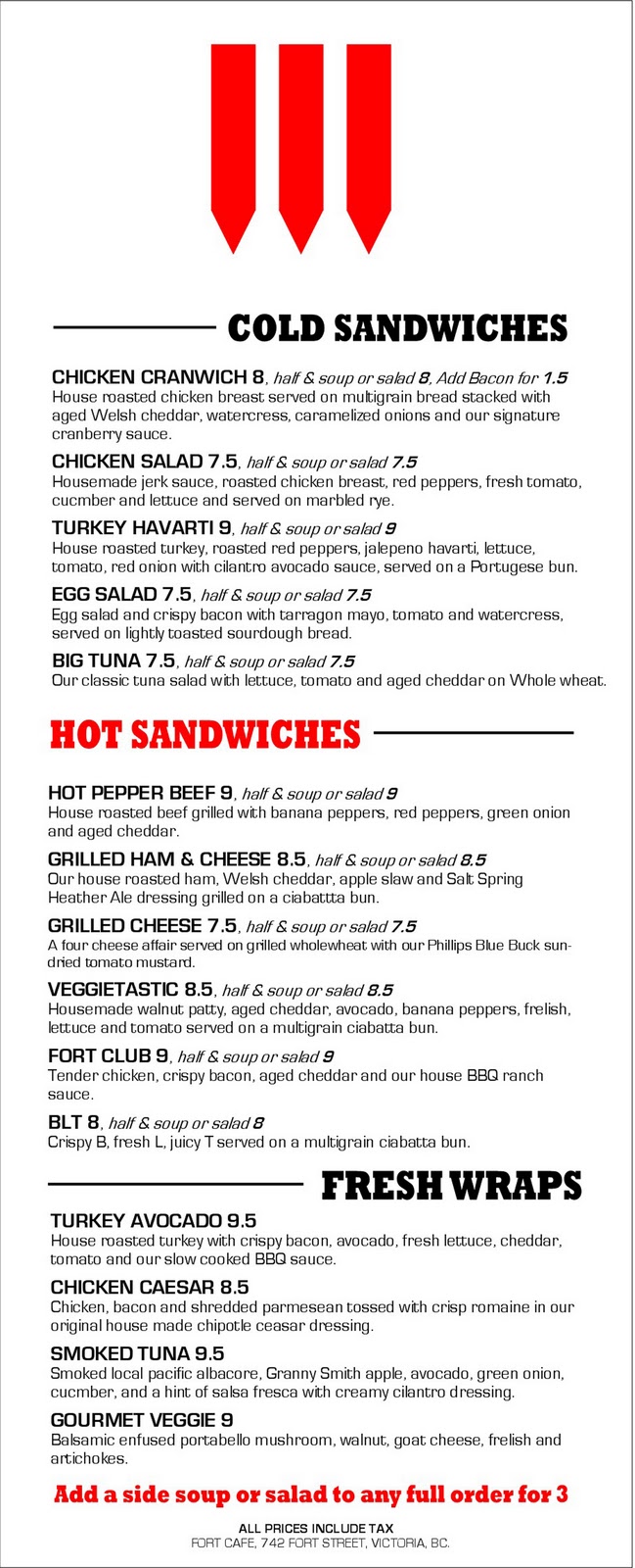 The Fort Cafe: Menu