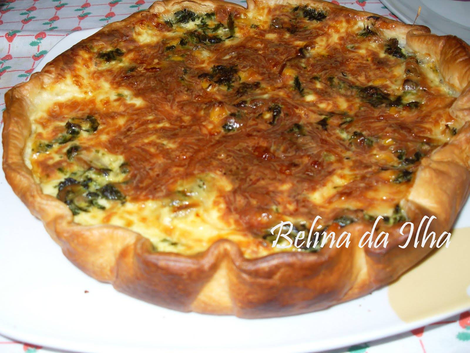 Belina da Ilha: Tarte Salgada de Espinafres, Milho e Cogumelos