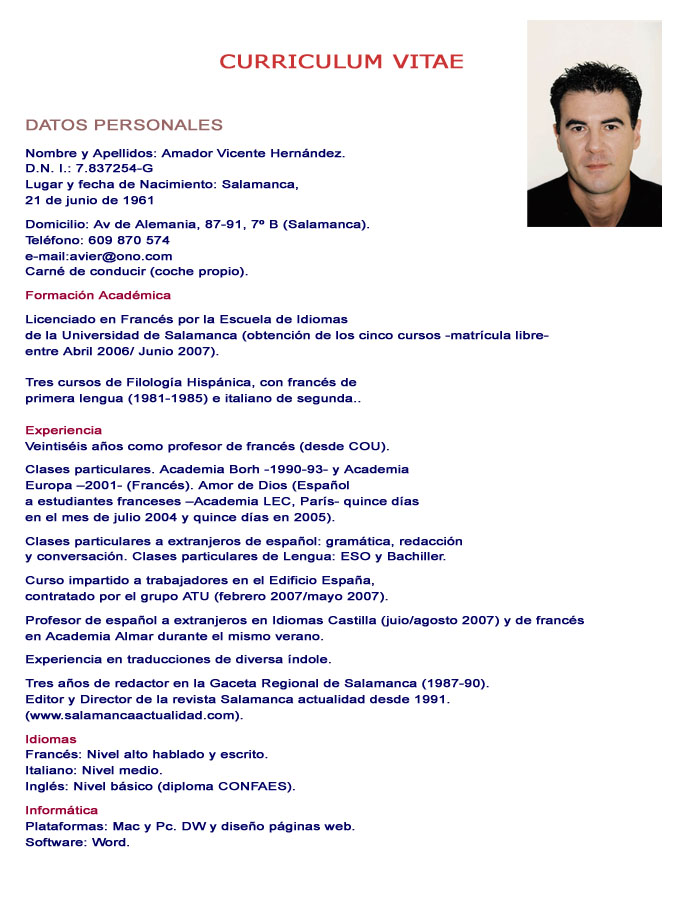 Bienvenidos a BlogitoWork: CURRICULUM VITAE