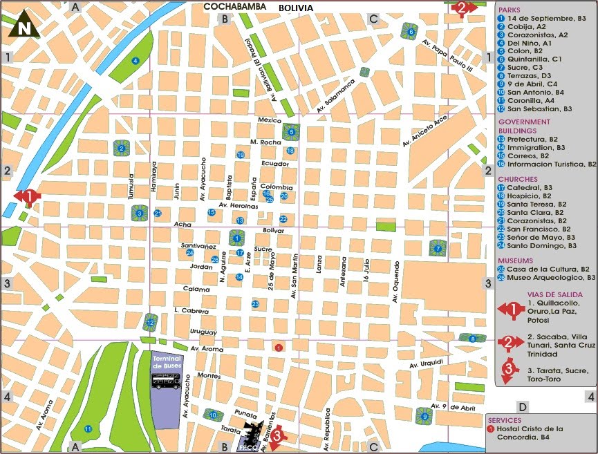 Plano ciudad de Cochabamba ~ BOLIVIA TRAVEL