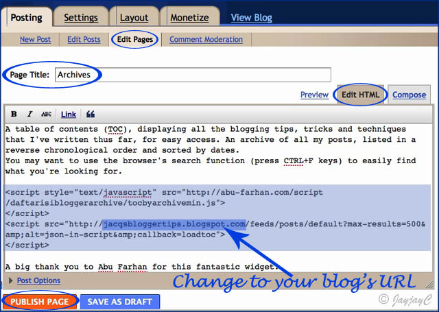 Jacq's Blogger Tips: Create a Table of Contents or Archives Page in Blogger