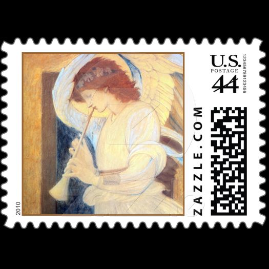 Imagina on Zazzle: Christmas Angel Postage Stamps Small Burne-Jones