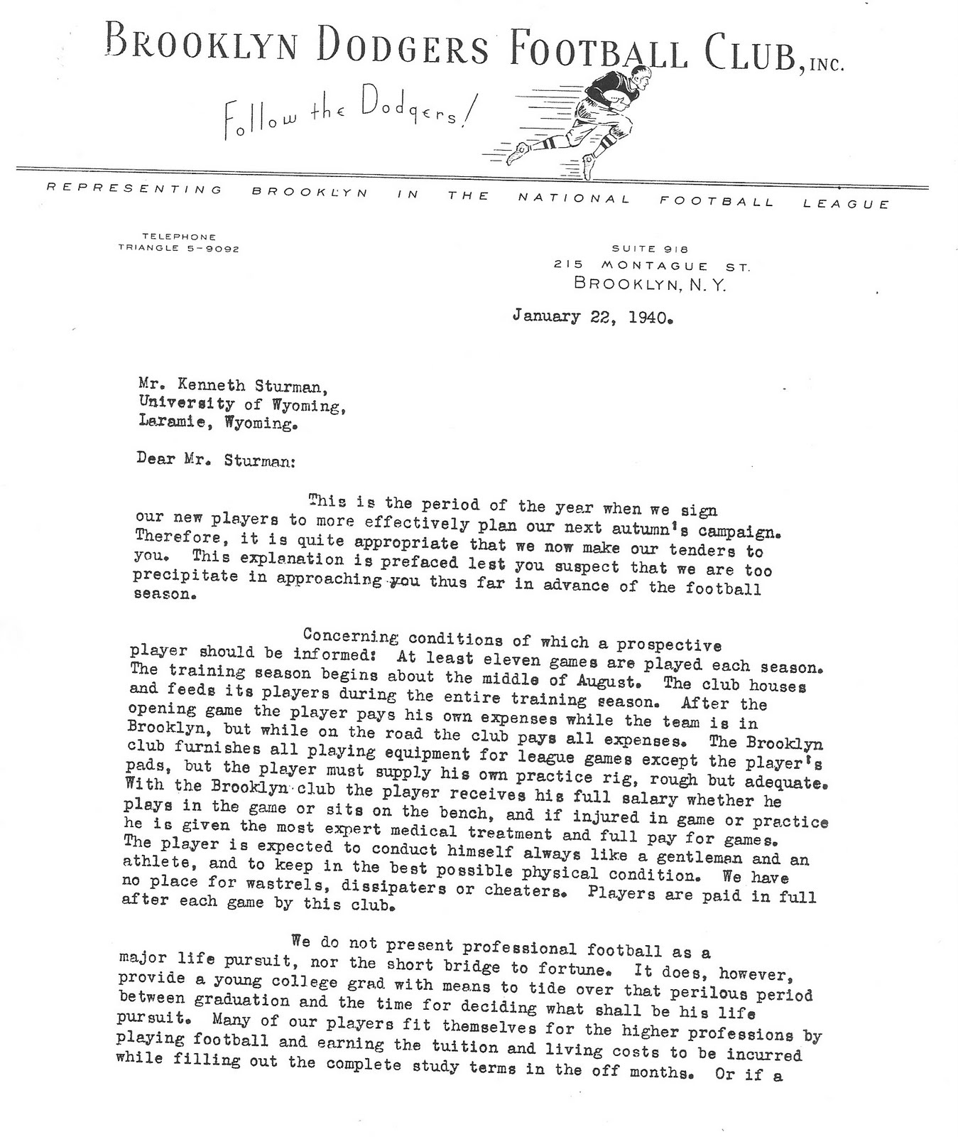 Been There? Read That?: Professional Football Contract 1940