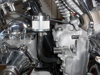 Hippie Chopper: luftfilter, oljetrykksmåler, veivhusventilasjonfilter