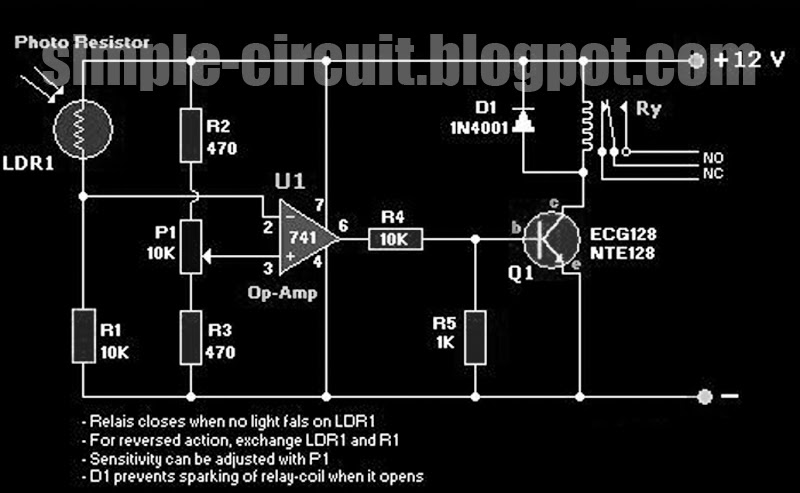 Simple Circuit Design: Simple Light Sensor Circuit Using Op Amp