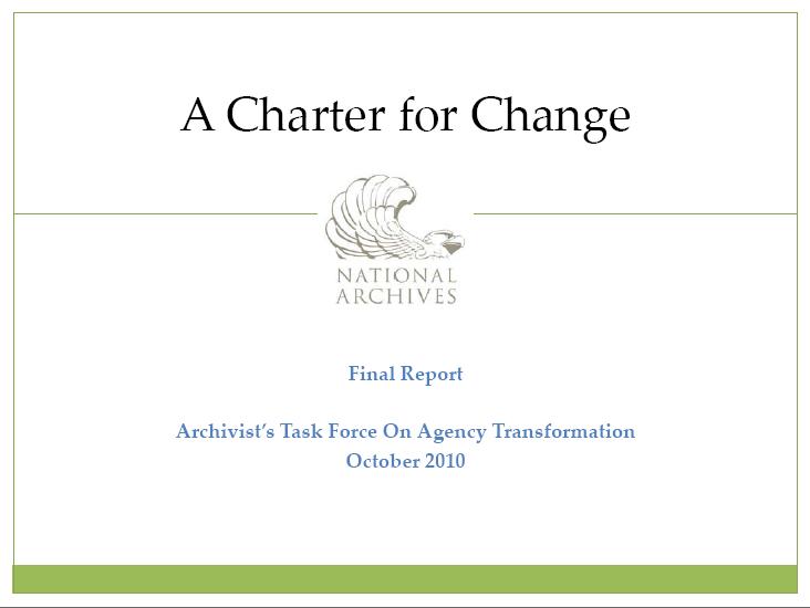 UpFront with NGS: NARA - A Charter For Change