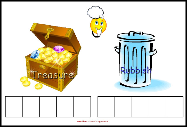 Debbie's Resource Cupboard: Rubbish and Treasure game for phonics