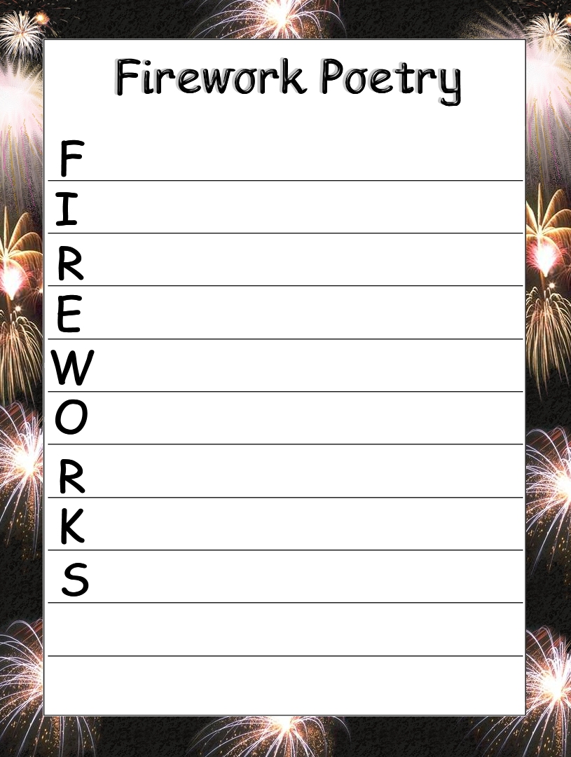 Debbie's Resource Cupboard: Firework Acrostic poetry