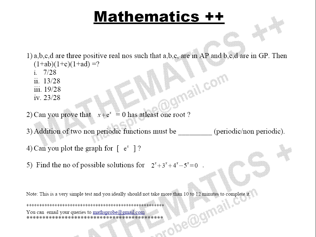 Mathematics Plus: TEST YOUR SKILLS