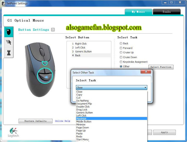 Welcome to Also Game Fan: Logitech G1 mouse detail, software, DIY and ...