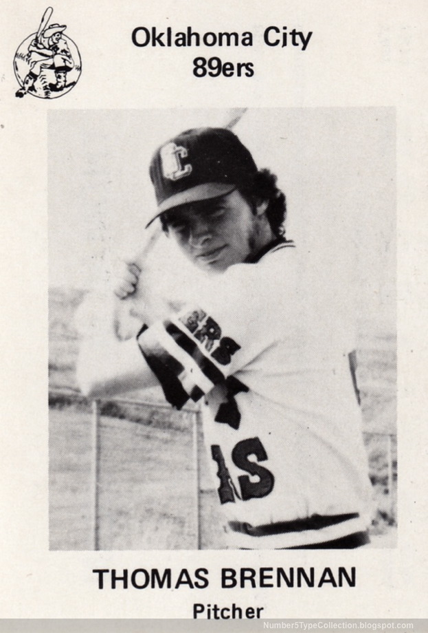 Number 5 Type Collection: 1975 Oklahoma 89ers Baseball #5, Thomas Brennan