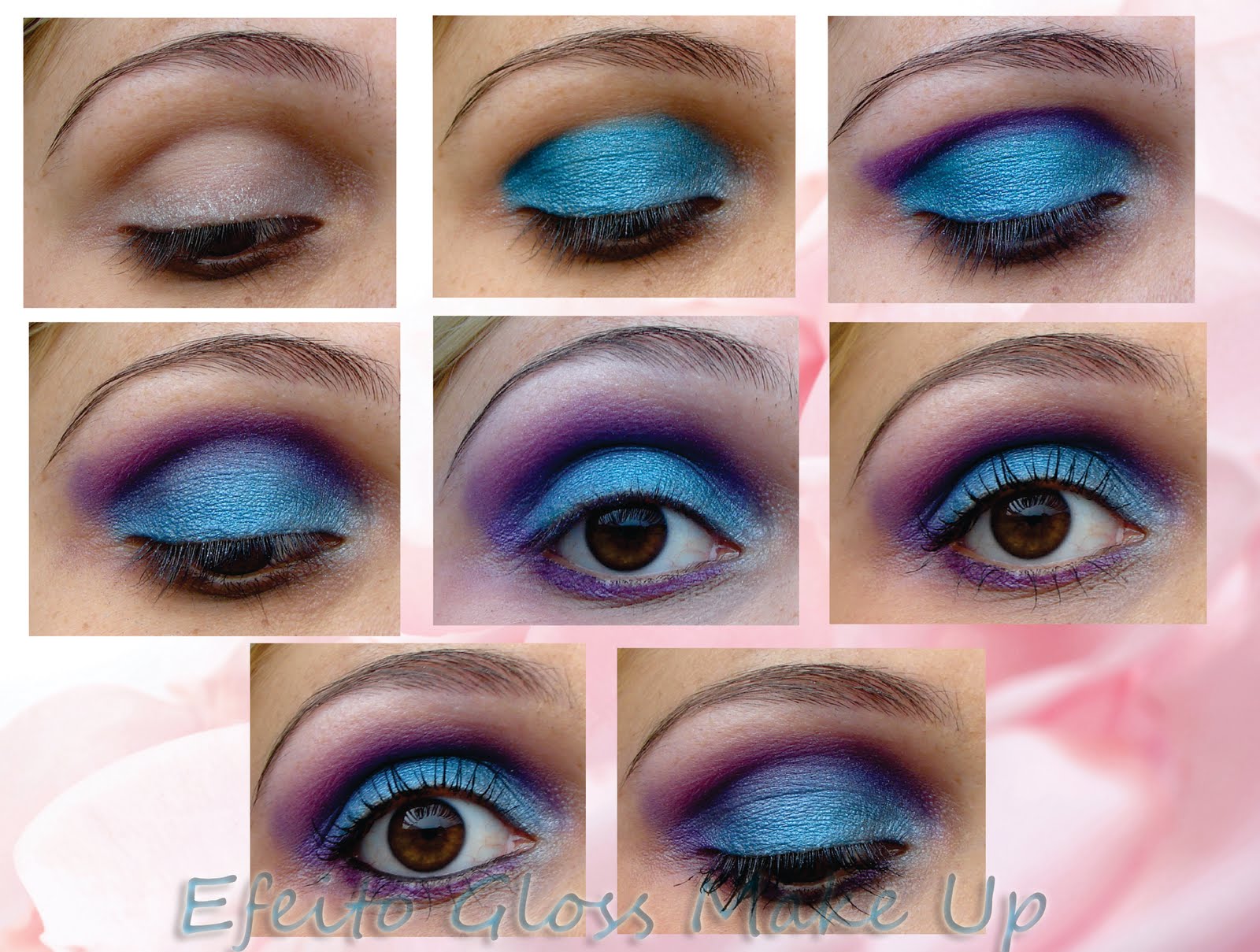 Efeito Gloss Makeup: Tutorial azul e roxo