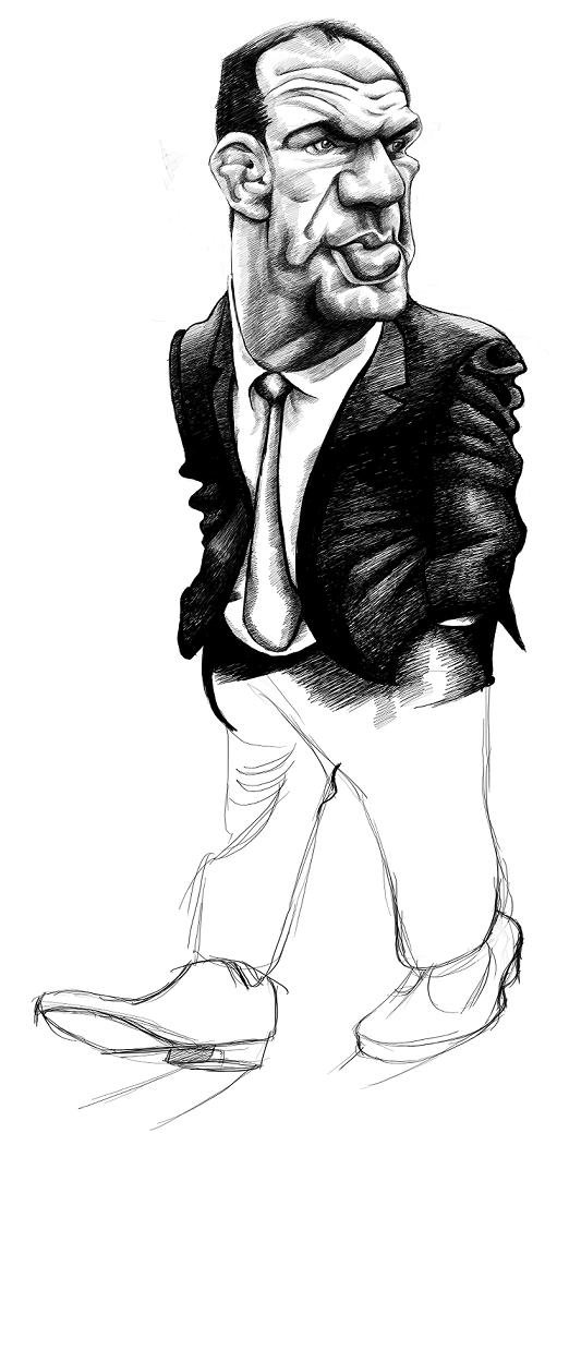 Rugby Caricatures: Olo Brown in colour and Martin Johnson