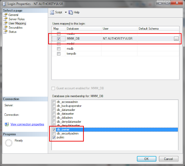 : Login failed for user 'NT AUTHORITY\IUSR'