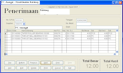 Contoh Tampilan: Inventory Control