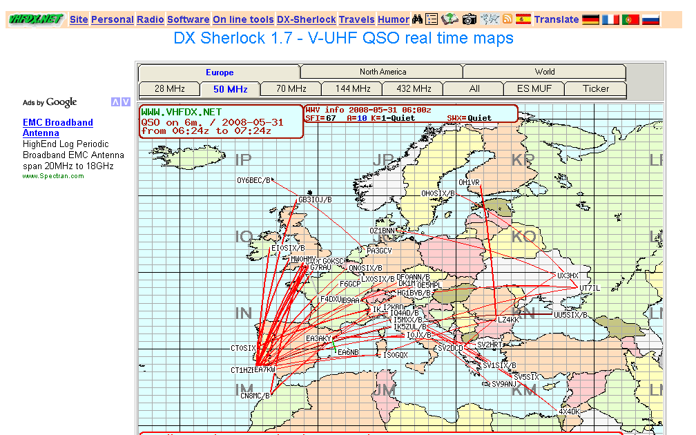 OK1CDJ's Blog: DX Sherlock - Mapa spojení