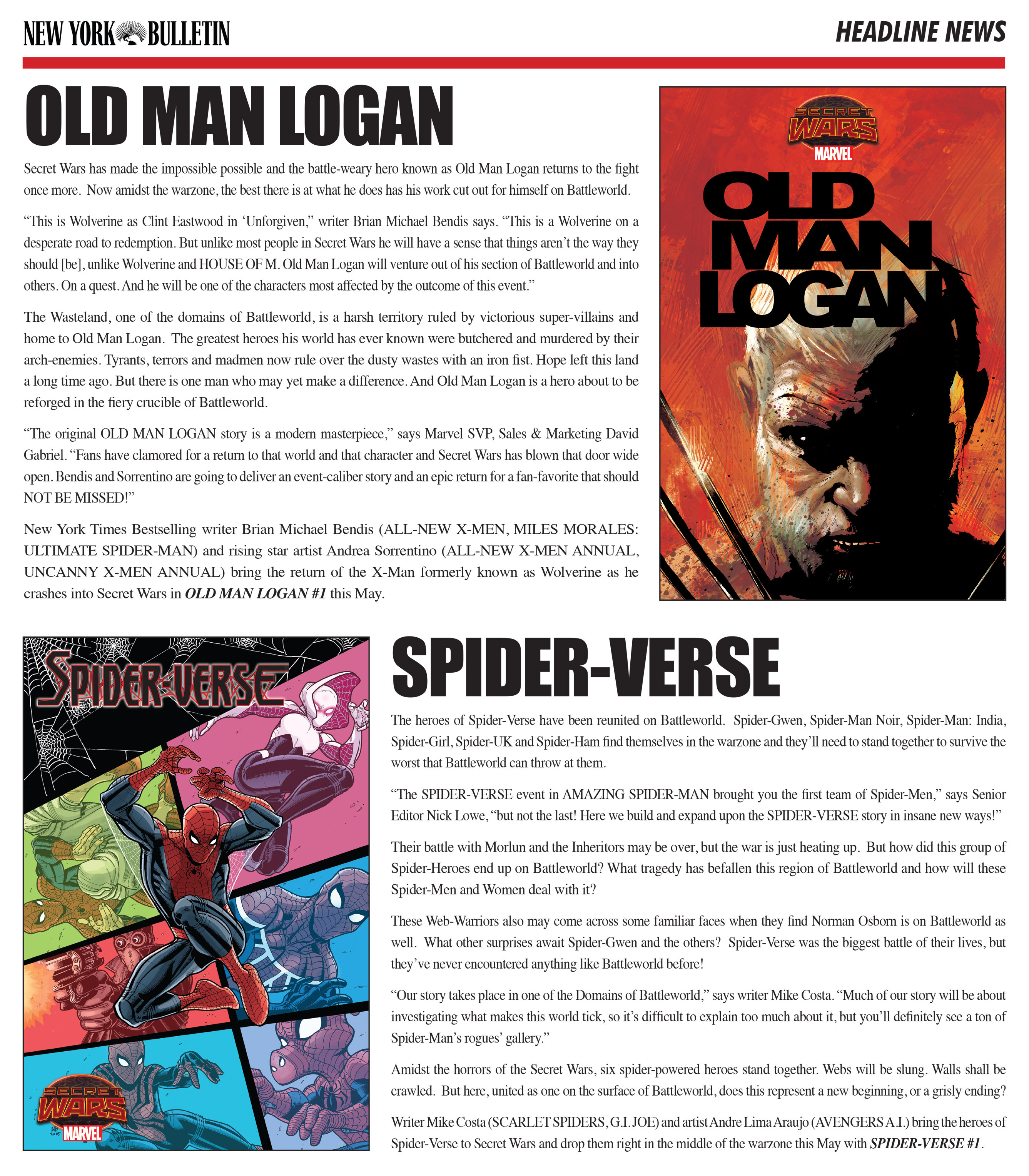 Read online Marvel's New York Bulletin Secret Wars Newspaper comic ...