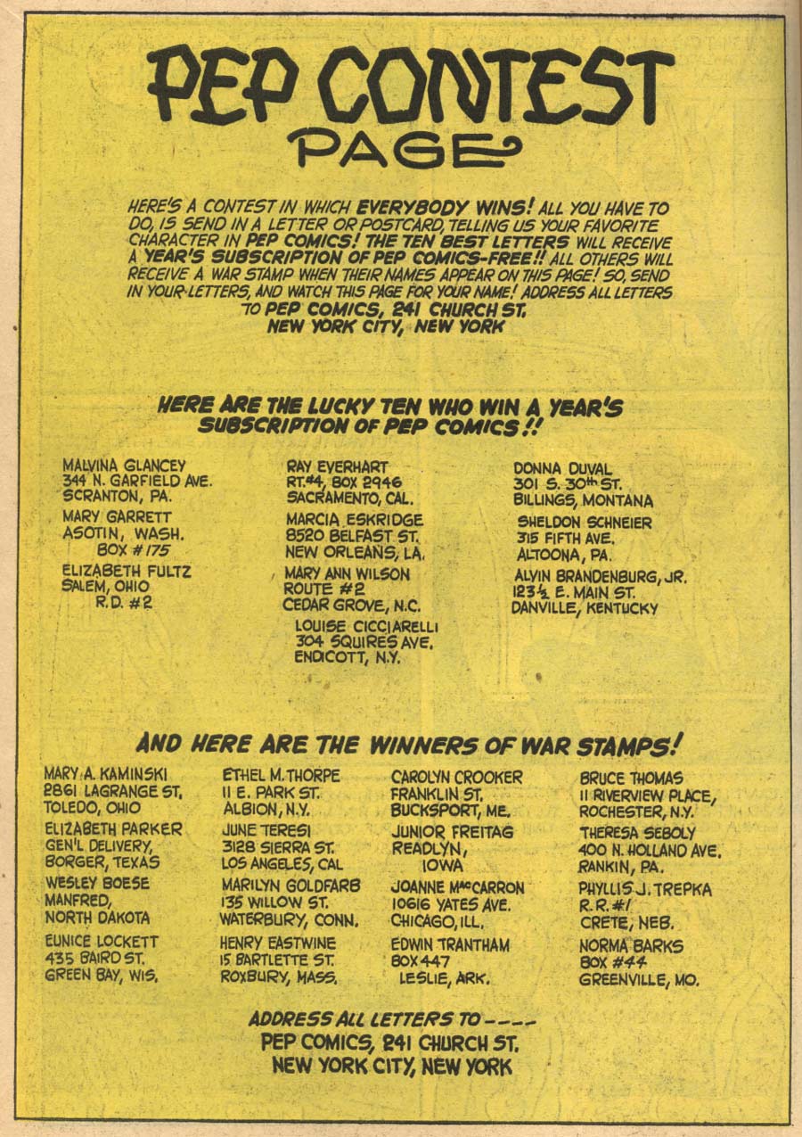Read online Pep Comics comic - Issue #55