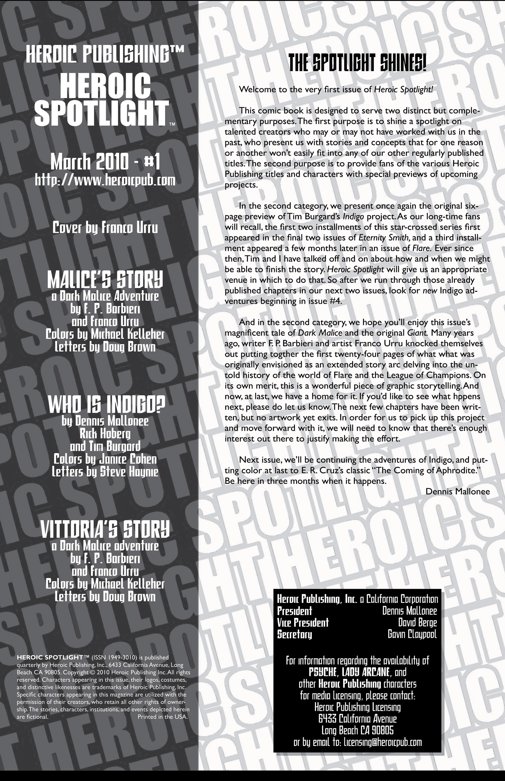 Read online Heroic Spotlight comic - Issue #1