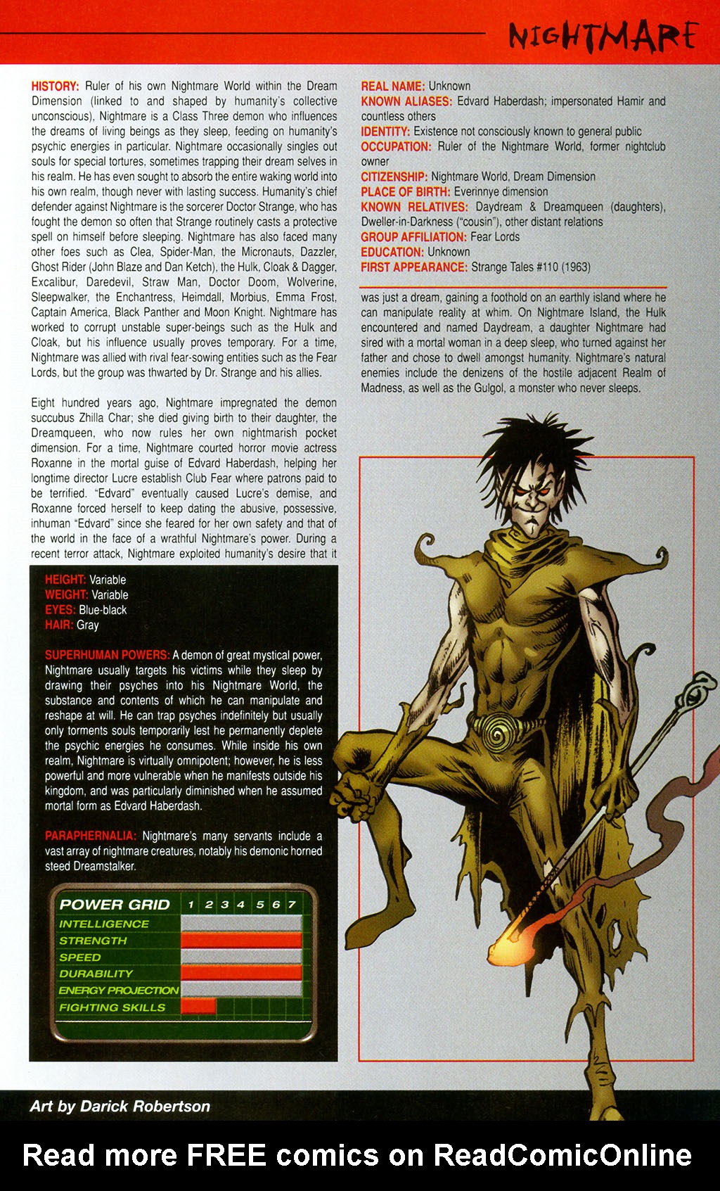 Read online Official Handbook of the Marvel Universe: Horror 2005 comic ...